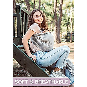 Baby Sling and Ring Sling 100% Cotton Muslin Infant Carrier, Ring Sling Baby Carrier Front and Chest Newborn Carrier Baby Carrier Wrap, Toddler Carrier – Grey