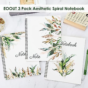 EOOUT 3pcs Aesthetic Spiral Notebook Journal For Women 10.5 x 8.5 Inches College Ruled Notebook Perfect to Stay Organized and Boost Productivity at Work or School