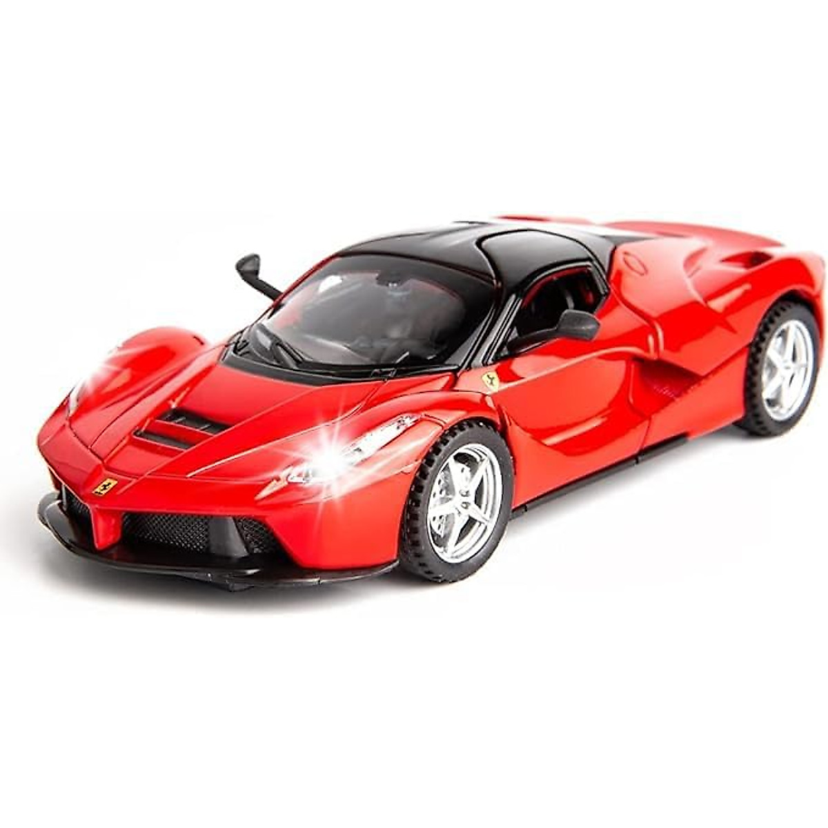 WAKAKAC 1/32 Ferrari Race Model Car and LaFerrari Toy Car, Pull Back Vehicle Alloy Diecast Model, Openable Doors, Collectible Gift Cars for Kids Ages 3-8 (Red)