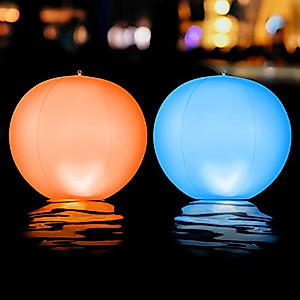 HeySplash Floating Pool Lights,15 Inch IP68 Waterproof Inflatable Pool Lights with Remote Control,16 Colors LED Solar Pool Accessories for Pool Beach Garden Party Holiday Christmas Decorations,2 Pack