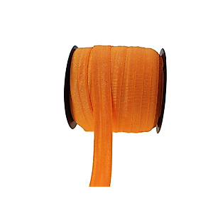 JESEP Orange Fold Over Elastic 5/8 inch 15mm Elastic Bands for Sewing 40 Yards Wide Elastic Headbands Stretchy Ribbon for Crafts-Elastic Straps Trim for Girls Hair Ties-Bow-DIY Projects-Clothes