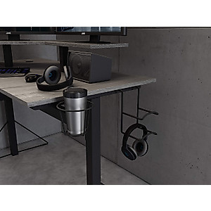 DAR CORE Computer Gaming L-Desk with Power, Gray/Black