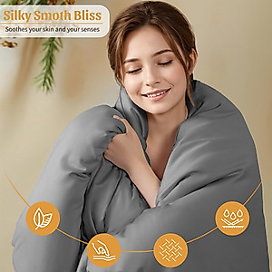 Shilucheng Cotton Tencel King Duvet Covers Set, Breathable, Cooling, Silky Eucalyptus Lyocell Comforter Cover Hotel Collection Bedding, 1 Duvet Cover, 2 Shams(Dark Grey,King)