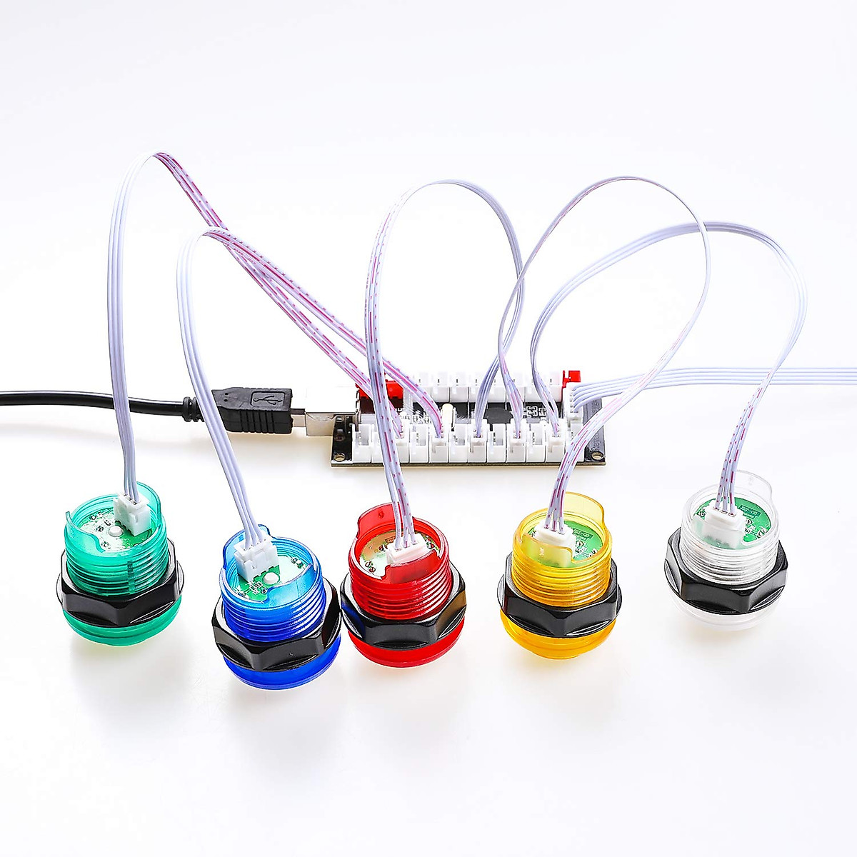 Easyget 4-Player LED DIY Arcade Kit - 4X Zero Delay LED USB Encoder + 4X Joystick + 40x LED Arcade Buttons for PC, Windows, MAME, Raspberry Pi (4P-LED-KIT, Mixed Color Kit)