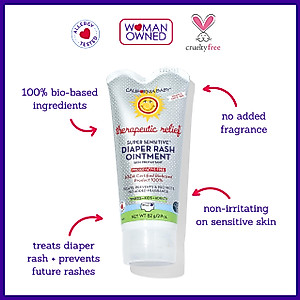 California Baby Super Sensitive Unscented Diaper Rash Cream | Zinc Oxide Ointment | 100% Bio-Based | Fragrance Free | Hypoallergenic | Soothing Diaper Rash Cream For Baby | 82 g / 2.9 oz