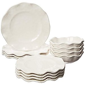 Certified International Perlette Cream 12 pc Melamine Dinnerware Set, Service for 4