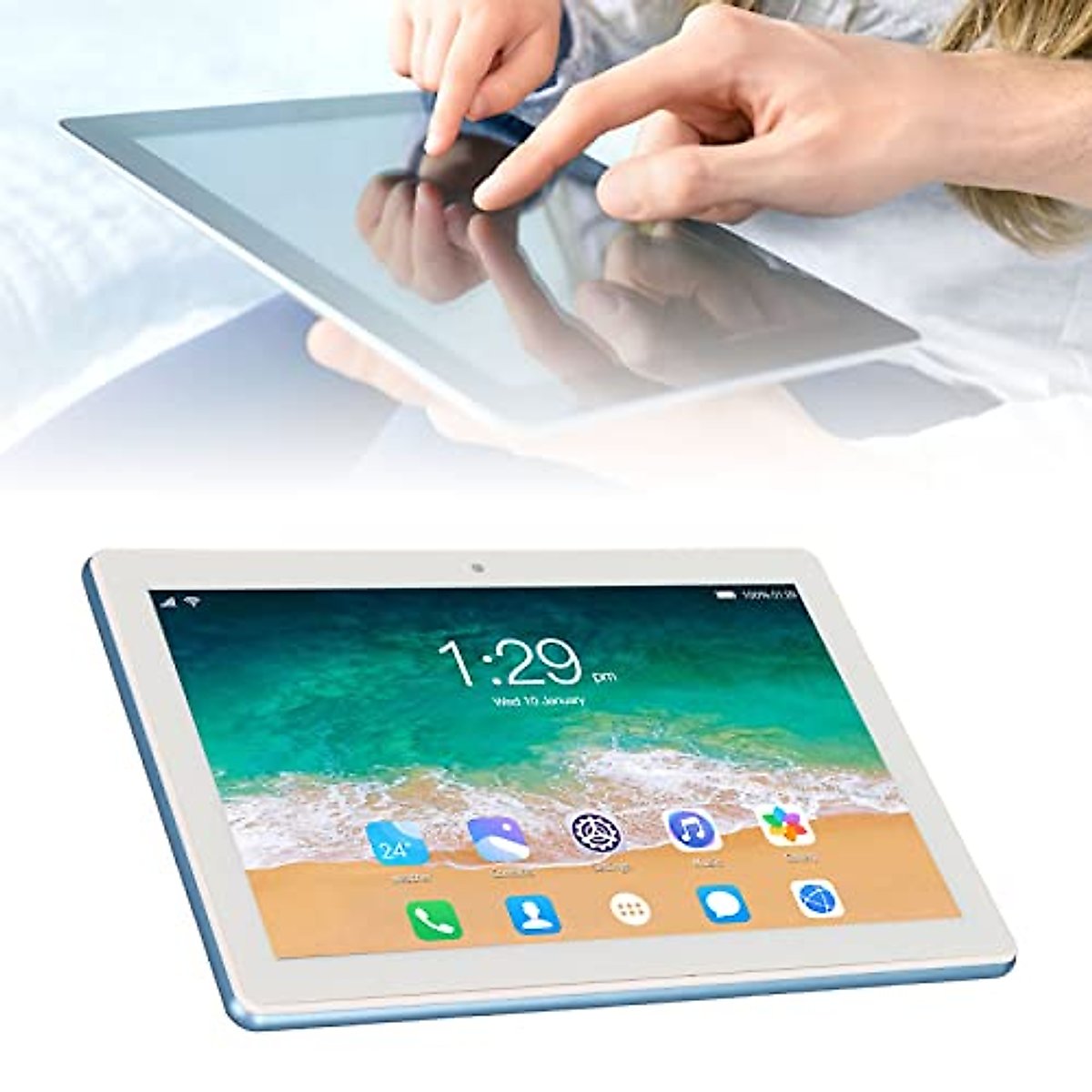 Tablet for Android10, 8 Inch 1920x1080 IPS Screen, 4G RAM 64G ROM, Octa Core CPU Processor, Dual SIM Card Calling Tablet, 2.4G WiFi Bluetooth4.2, 2MP 8MP Dual Camera