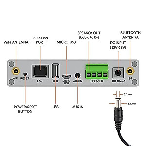 Arylic A30+ WiFi & Bluetooth 5.0 Mini Stereo Amplifier, 2 Channel Class D Wireless Amplifier, Home Amplifier for Speakers with spotify,airplay,Multiroom/multizone Digital Audio Speaker Amp