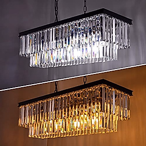 Wellmet Crystal Chandelier, Contemporary Modern Chandeliers Adjustable for Living Room, Dining Room, Pool Table Light, Kitchen Island Lighting