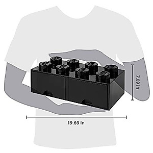 Room Copenhagen, LEGO Brick Drawer - Stackable Storage and Décor - Brick 8, Black