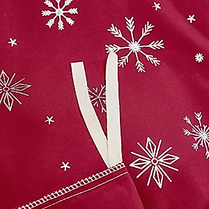 LAMEJOR Christmas Red Duvet Cover Set Queen Size Silver Metallic Print, Foil Print Glitter Snowfalke Pattern, 3-Piece Soft Bedding Set 1 Duvet Cover+2 Pillow Cases