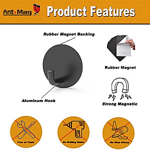 Ant Mag Magnetic Key Hooks 4 Pack Wall Mounted for Hanging Key Towel Bag Hat Scarf Wreath on Metal Surface for Home Kitchen Bathroom Fridge Cabinet Entryway