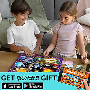 QUOKKA 100 Piece Puzzles for Kids Ages 4-6 – 3 Pack Floor Puzzles for Kids 8-10 Year Old – Learning Games World Map & Space 5-7 – United States Educational Puzzles for Toddlers 3-5