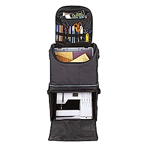 ArtBin 6922SP Tote Express Rolling Portable Art Craft & Sewing Storage Organizer Bag with Wheels-Fits Sewing Machine, 0, Black/Aqua