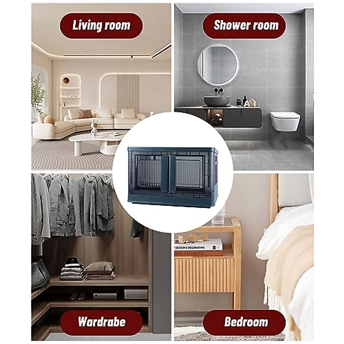 8.5 Gallons Closet Storage Bins with Lid, Transparent Collapsible Storage Boxes with Doors Dorm Stackable Closet Organizer Plastic Cube Storage Container for Home, Office, Bedroom (Green)