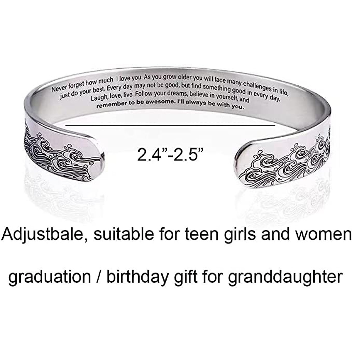 PEKWASY To My Granddaughter Gifts Bracelet from Grandma/Grandpa, Granddaughter Graduation Gifts Birthday Gifts Jewelry Inspiration Bracelet Back to School/Birthday Gift