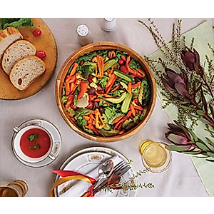 Salad Bowl wooden Acacia wood 11 diameter X4.75inch H Exquisitely crafted in natural brown tone for food , fruit server, tones