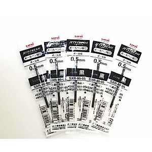 uni-ball Jetstream Extra Fine Point Roller Ball Pens Refills for Multi Pen Type-0.5mm-black Ink-value Set of 5