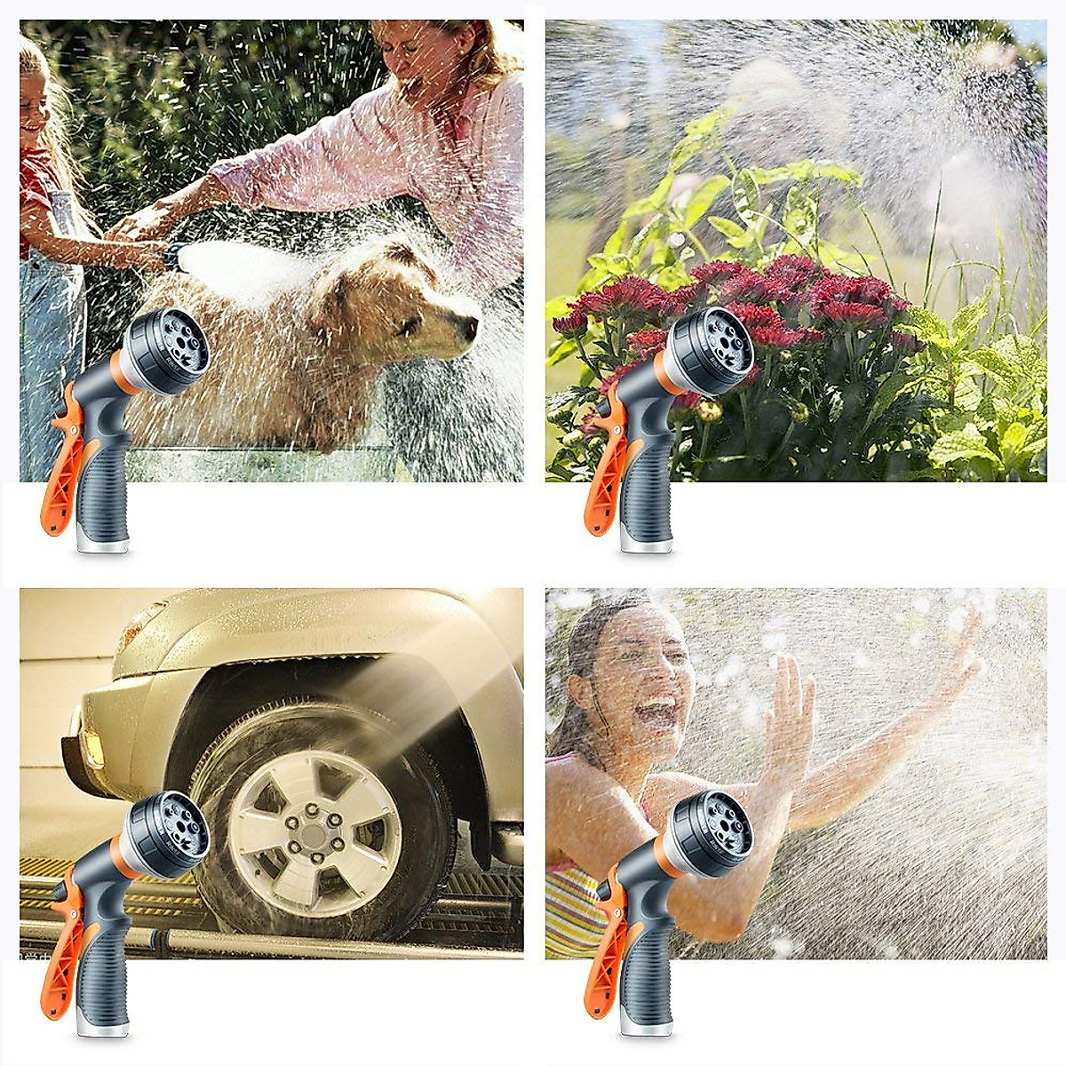 Garden Hose Sprayer Nozzle for Watering Plant Cleaning Cars Showering Pets with 8 Adjustable Pattern High Pressure Heavy Duty