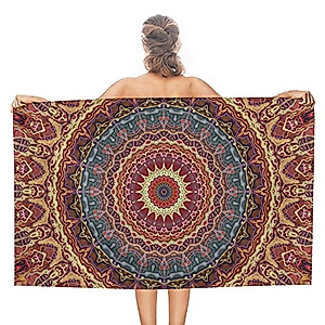 My Little Nest Bath Towels Soft Absorbent Bathroom Towel Circle of Tribal Mandala Quick Dry Bath Towel Large Shower Towels Lightweight Hand Towels 31" x 51"