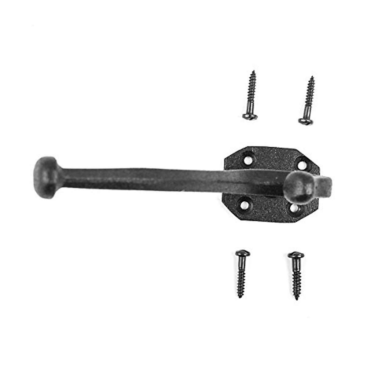Renovators Supply Manufacturing Black Wrought Iron Robe and Coat Double Hooks 5 Inches Long Rustic Entry Way Hat or Jacket Hanger Wall Mount Including Complete Mounting Hardware