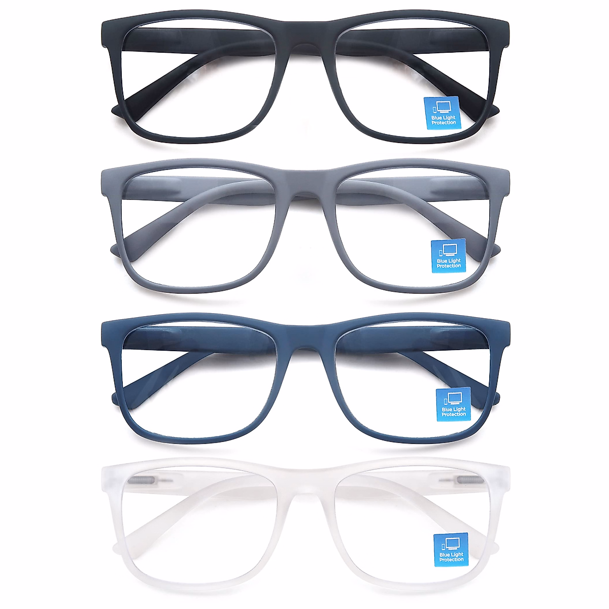 OLOMEE Reading Glasses Men Blue Light Blocking Large Oversized Wide Readers +1.25 Matte Square Cheaters W/Big Head/Large Face