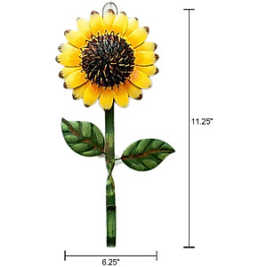 Morning View Sunflower Key Holder Metal Wall Mounted Sunflower Key Hook, Flowers Coat Rack, Durable Robe Rack, Decorative Hat Rack Towel Rack for Home Decor (Set of 2)