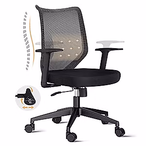 ETasker Ergonomic Office Chair Home: Mesh Desk Chairs with Wheels and Adjustable Arms - Comfortable Computer Desk Chair for Women Adults - Mid Back Swivel Task Chair for Home Office