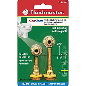 Fluidmaster 7110A-001-P10 Setfast Self-adjusting Toilet Bowl To Floor Bolts, 5/16 In. x 1-1/2 to 2-1/4 In, Brass