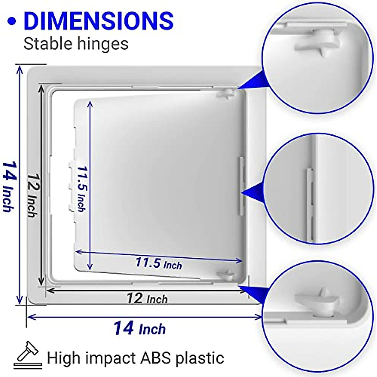 Access Panel for Drywall - 12 x 12 inch - Wall Hole Cover - Access Door - Plumbing Access Panel for Drywall - Heavy Durable Plastic White (12 x 12)