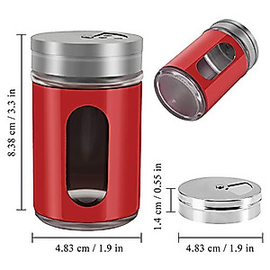 Accmor 2pcs Salt and Pepper Shakers,Stainless Steel Shaker for Salt Powder Sugar Cinnamon Pepper, Spice Dispenser with Adjustable Pour Holes,Red