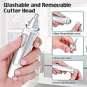 ELORES Ear and Nose Hair Trimmer Clipper - 2020 Professional Painless Eyebrow and Facial Hair Trimmer for Men and Women, Battery-Operated, IPX7 Waterproof Dual Edge Blades for Easy Cleansing