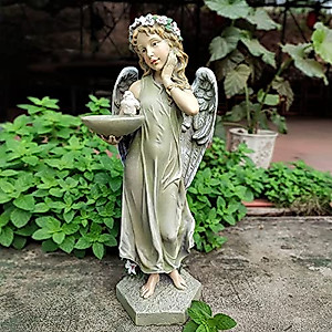 CHRUI Angel Outdoor Garden Decor Statues, 20 inch Solar Outdoor Patio Angel Art Garden Cemetery Decorations Statue for Patio, Lawn, Yard Decoration, Housewarming Garden Unique Gift
