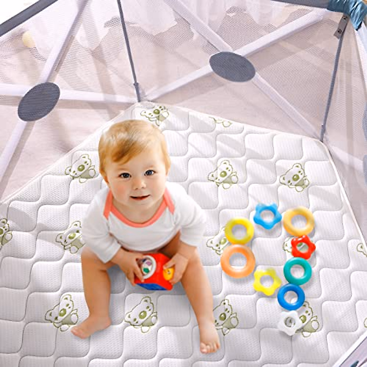 Hexagon Playpen Mat, Premium Foam Baby Playmat Fits Regalo Portable Play Yard 48 Inch and hiccapop 53" PlayPod Playpen, 6 Panel Playpen Mattress Non Slip Kids Tent Mat Hexagon Pad Mat