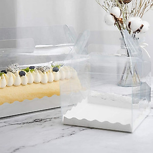 6pcs Transparent Cake Roll Packaging Box with Tray Portable Containers Dessert Holder Dessert Holder Display Food Storage Holder
