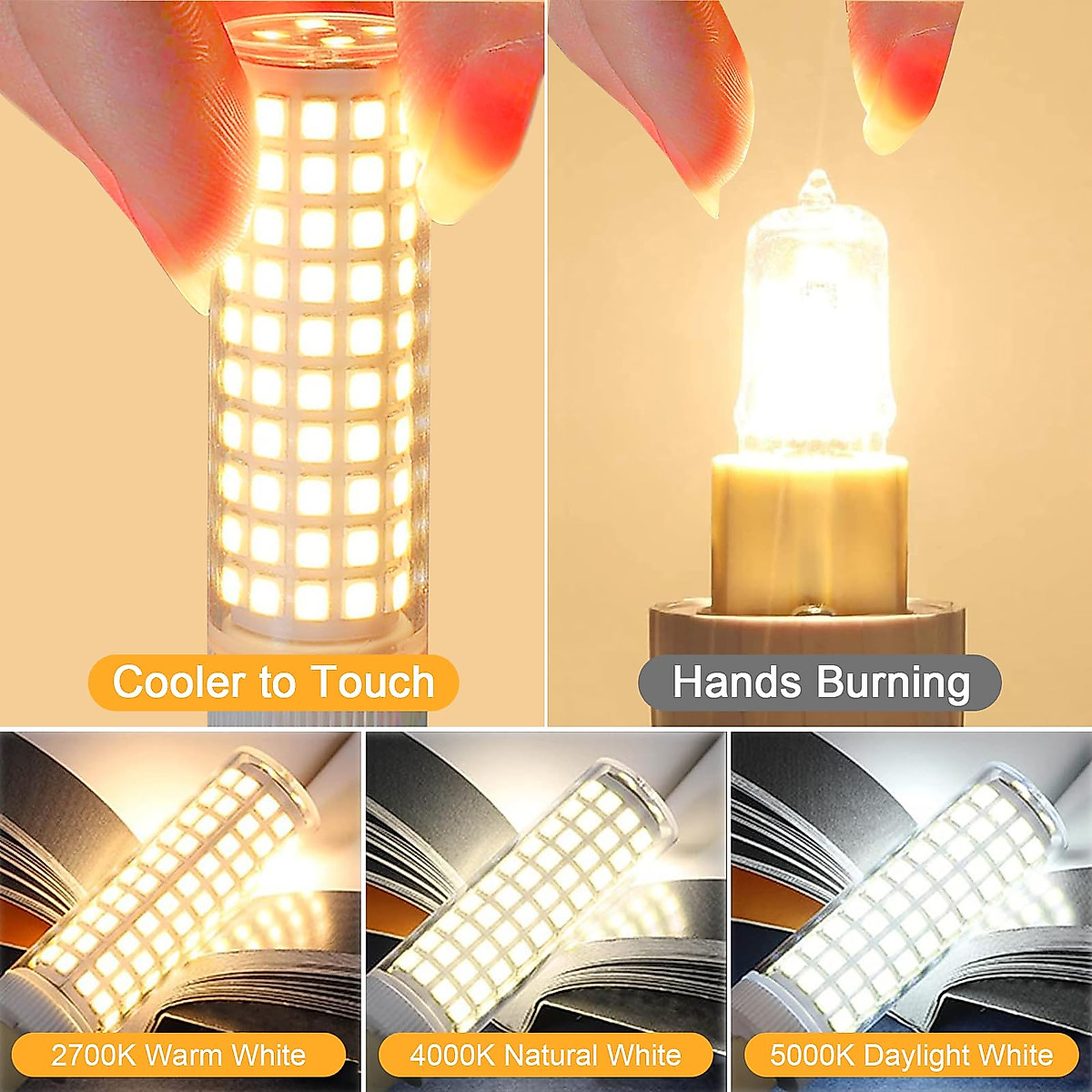 DUMILOO G9 LED Bulb 6W,60W Halogen Equivalent,2700K Warm White,High Brightness 600LM, AC120V T4 G9 Bulbs with Long Lifespan for Chandeliers Home Lighting,G9 Bi-Pin Ceramic Base,Non-Dimmable,6 Pack