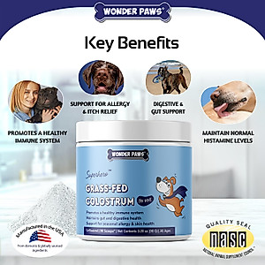 Grass-Fed Colostrum Powder Plus Mushroom Complex Powder - for Dog’s Immune Health, Skin and Allergy Relief and Vitality – Colostrum 90 Scoops - Mushroom Complex 90 Scoops