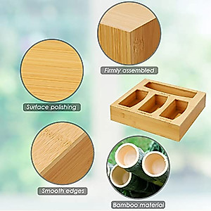 Hossejoy Bamboo Ziplock Bag Storage Organizer, Kitchen Plastic Bag Dispenser Holder, Zip lock Bag Container for Kitchen Drawer, Suitable for Gallon, Quart, Sandwich & Snack Variety Size Bags