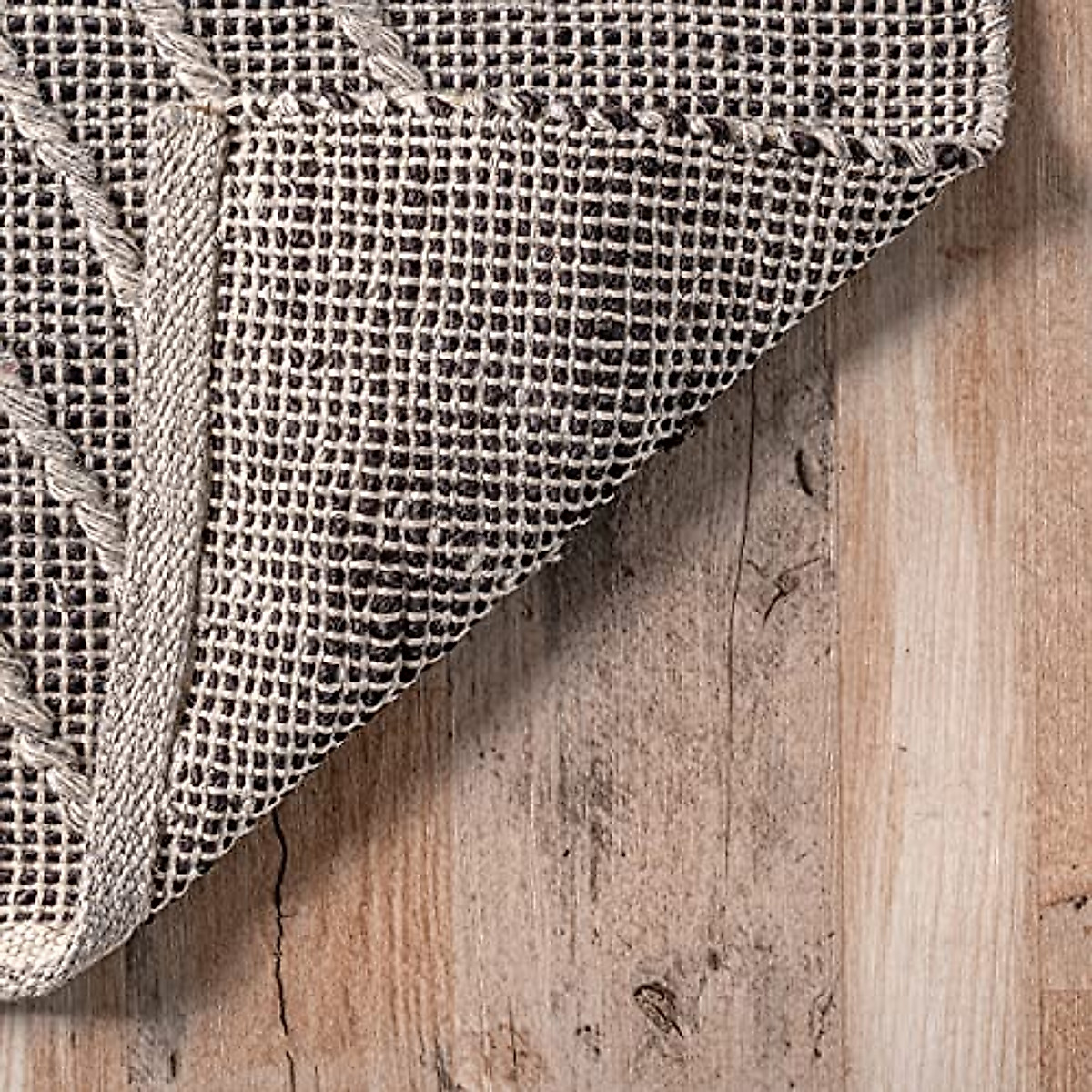 nuLOOM Mikaela Hand Woven Jute Cotton and Wool Geometric Flatweave Area Rug, 8' x 10', Grey