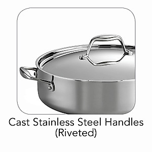 Tramontina Covered Deep Saute Pan Stainless Steel Tri-Ply Clad 6 Qt, 80116/073DS