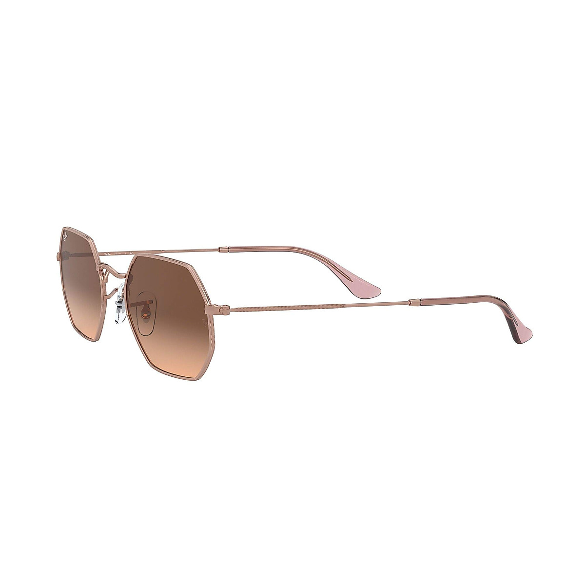 Ray-Ban RB3556N Octagonal Flat Lens Sunglasses, Copper/Pink Gradient Brown, 53 mm