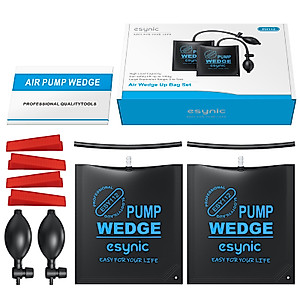 eSynic 2Pack Durable Air Wedge Bags Reliable Air Wedge Pump Bags Anti-slip Air Shim Bags Load-bearing 300lbs/136kg Air Door Lifting Tools with 4 Wedges for Door Window & Furniture Installation etc