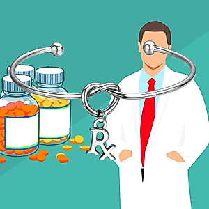 FEELMEM Rx Pharmacist Pharmacy Bracelet Love Knot Bangle with RX Symbol Charm Bracelet Graduation Gift(RX charm-Silver)