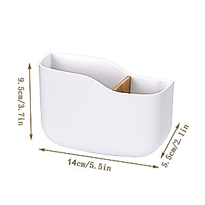 SUNFICON Adhesive Remote Control Holder Wall Mount Media Player Controller Holder Universal TV Remote Organizer Caddy Box Tray Hollow Bottom Slot Easy Phone Charging Home Office Desk Nightstand White