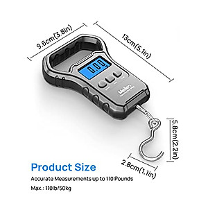 Fish Scale, Meilen 110lb/50kg Luggage Scale Hanging Scale Fishing Scale with Backlit LCD Display, Luggage Scales for Suitcase with Large Handle, Digital Postal Scale Fishing Gifts for Men