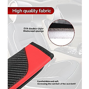 RACOONA Seat Belt Cover Pad,Seatbelt Covers,Car Accessories Car Seat Belt Cover,Carbon Fiber Seat Belt Shoulder Pad,Seatbelt Cushion Seatbelt Shoulder Strap Covers for Cars,Trucks(Black&Red)
