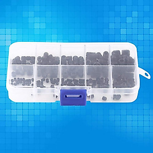 Screw Cup Assortment, Alloy Steel Hex Socket Head Grub Set Screw Cup Point Assortment Kit Insert Tools M3/M4/M5/M6/M8 200pcs with Box