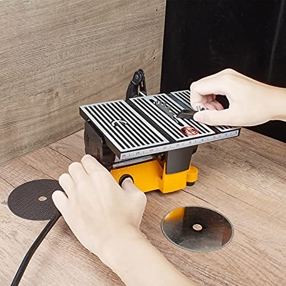 4" 60W MINI ELECTRIC TABLE SAW BENCH TOP GREAT ELECTRIC HOBBY CRAFT TABLE SAW DIY Power Tool Work Bench Stand Circular 2 PIECES Blades