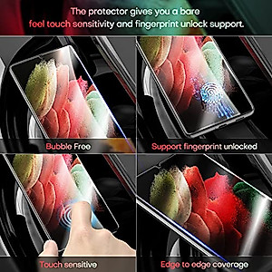 HATOSHI for Samsung Galaxy S21 Ultra Screen Protector, 2 Pack Flexible TPU Screen Protector +2 Pack Camera Lens Protector for S21 Ultra 6.8-inch, HD Clear Full Coverage Film Support Fingerprint Unlock