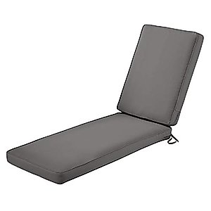 Classic Accessories Montlake Water-Resistant 74 x 23 x 3 Inch Outdoor Chaise Lounge Cushion, Patio Furniture Cushion, Light Charcoal, Outdoor Seat Cushions